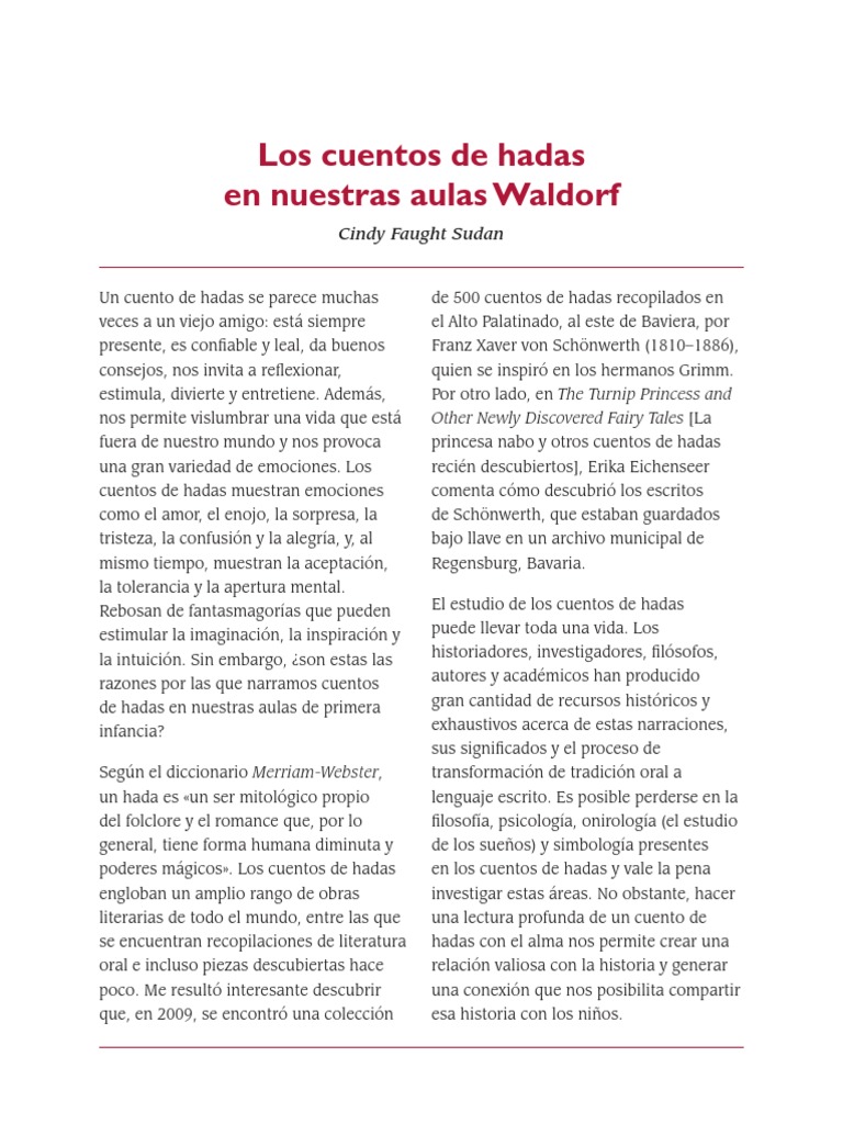 Cuentos de hadas en aulas Waldorf | PDF | Cuentos de hadas | Hadas