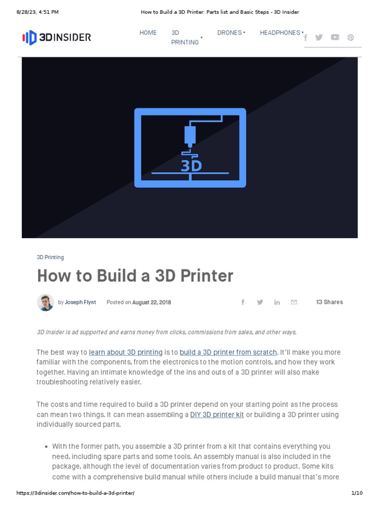 How To Build A 3D Printer - Parts List and Basic Steps | PDF | 3 D ...