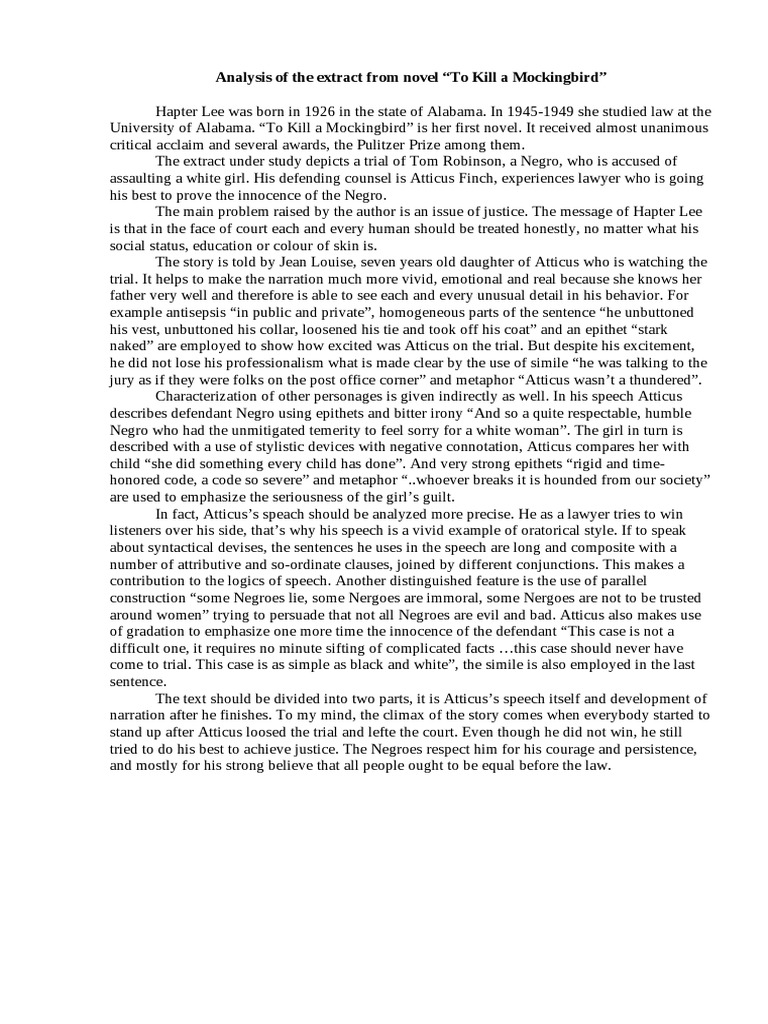 Atticus Finch's Defense in TKAM Extract | PDF | To Kill A Mockingbird