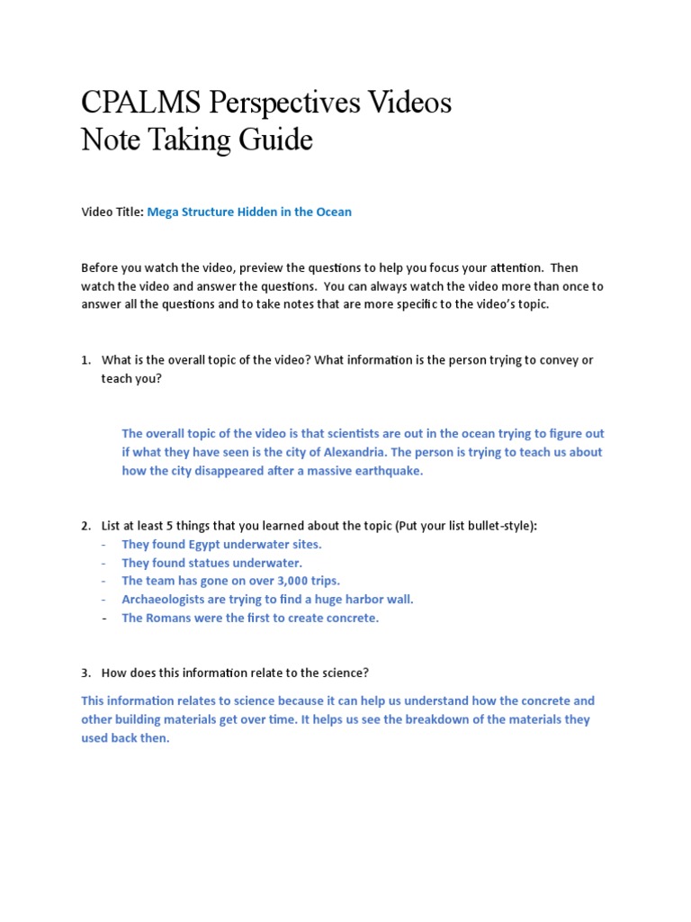 Cpalmsperspectivesvideosnotetakingguide Modified | PDF | Tsunami | Science