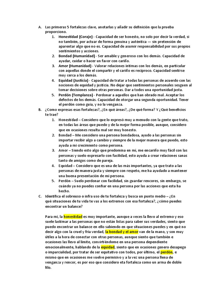 Via Character Strengths Profile | PDF