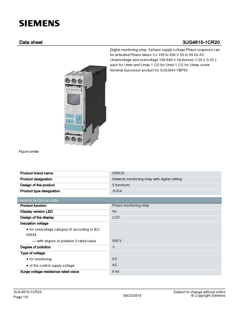 3ug46151cr20 Datasheet en | PDF | Relay | Alternating Current