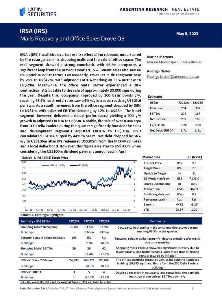 IRSA Argentina Research Mayo 2023 | PDF | Investing | Securities (Finance)
