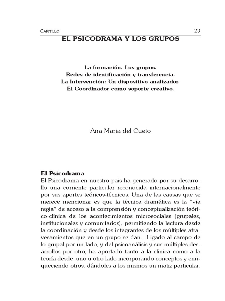 Psicodrama. AM Del Cueto. Diagrama y Grupos | PDF | Jacques Lacan | Psicoanálisis