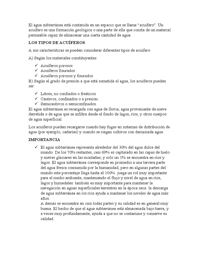 Agua Subterránea | PDF | Agua subterránea | Agua Agua Subterránea | PDF | Agua subterránea | Agua