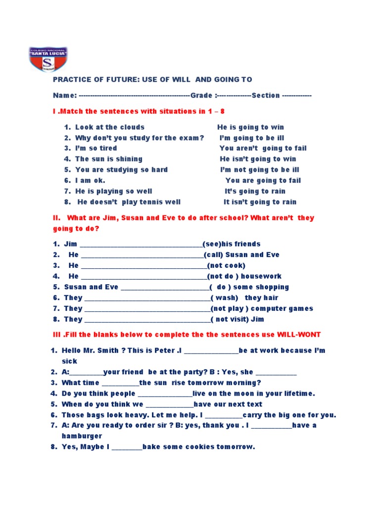 Future Tense Practice: Will vs. Going To | PDF