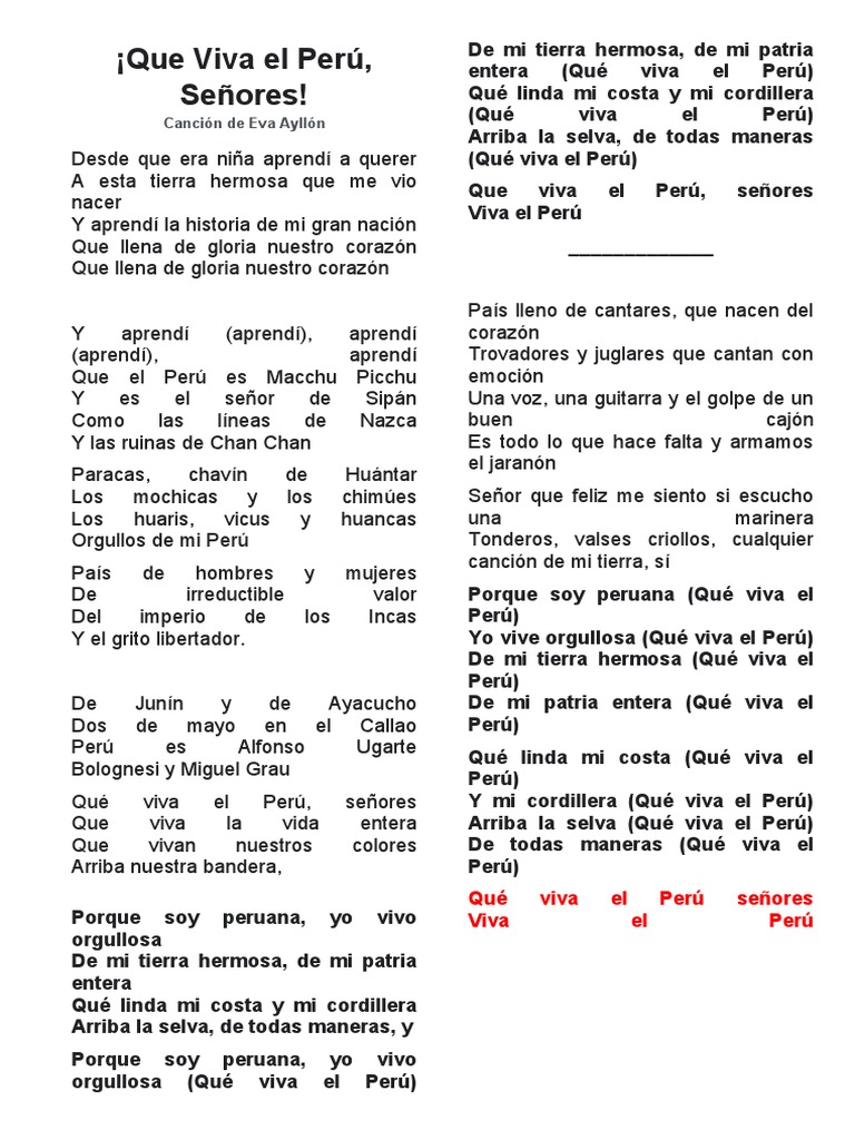 Cancion Que Viva El Peru | PDF