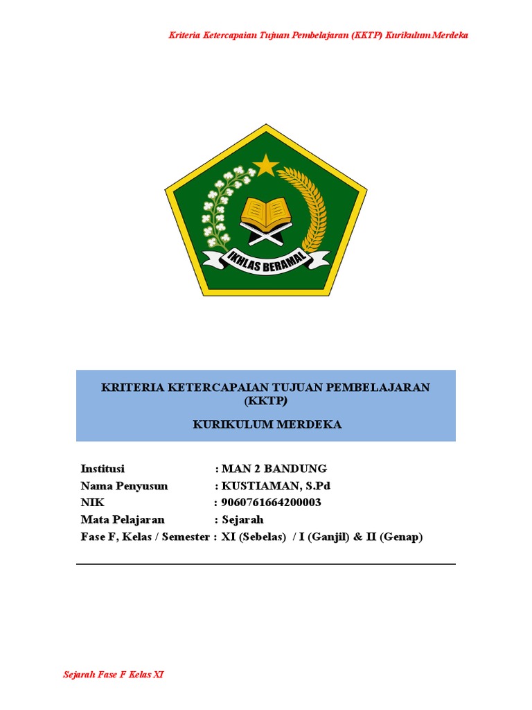 KKTP Sejarah Kelas 11 | PDF