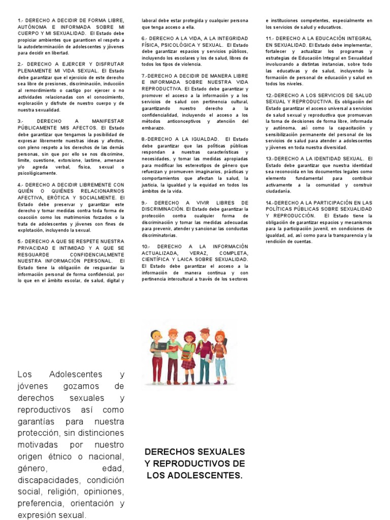Triptico Derechos Sex Y Rep Adoles Pdf Discriminación Igualdad De