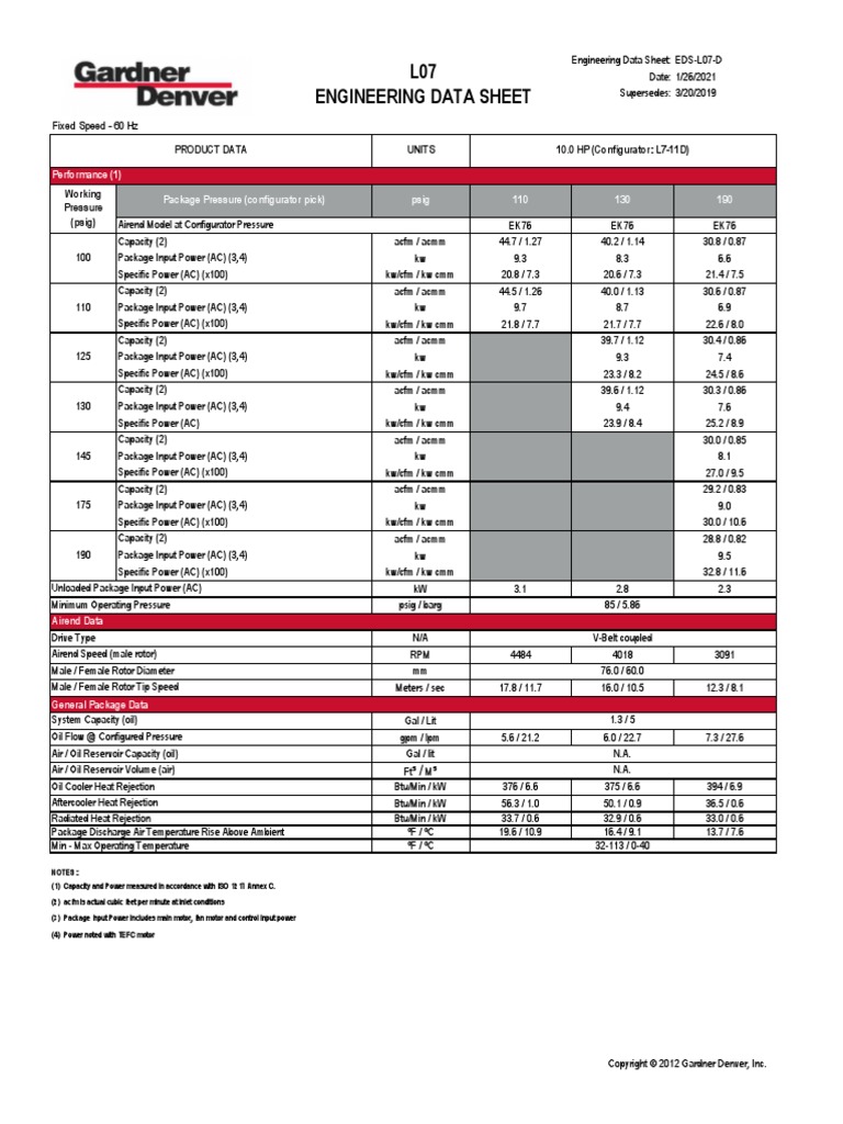 Eng Data Sheet - L07 - 110-190 PSIG - 60Hz - AC | PDF | Quantity ...