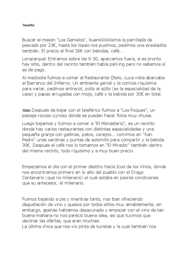 Guía de Tenerife en 7 días | PDF