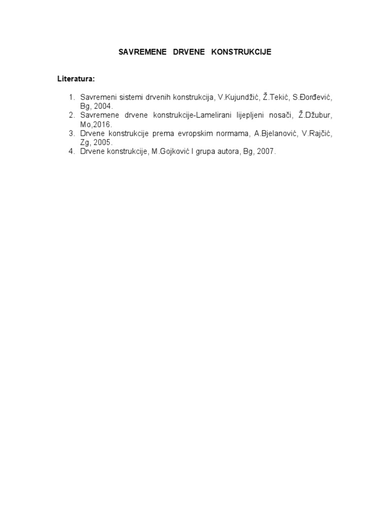 Savremene Drvene Konstrukcije-Literatura | PDF