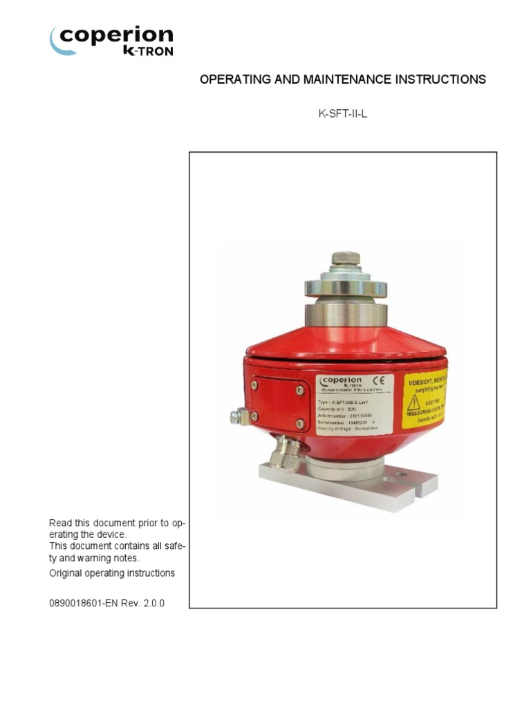 Celda de Carga Coperion Pesadora AW1 2.0.0-K-SFT-II-L | PDF | Safety | Power Supply