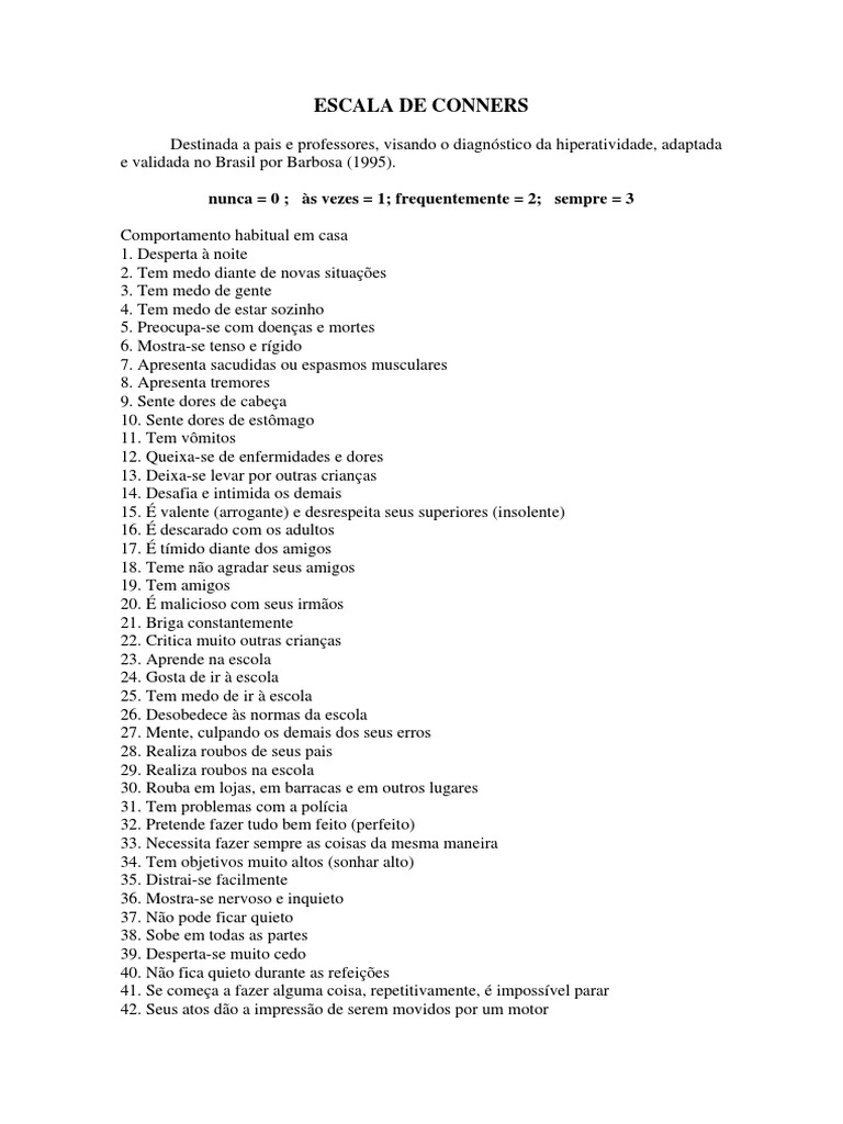 Escala de Conners | PDF Escala de Conners | PDF