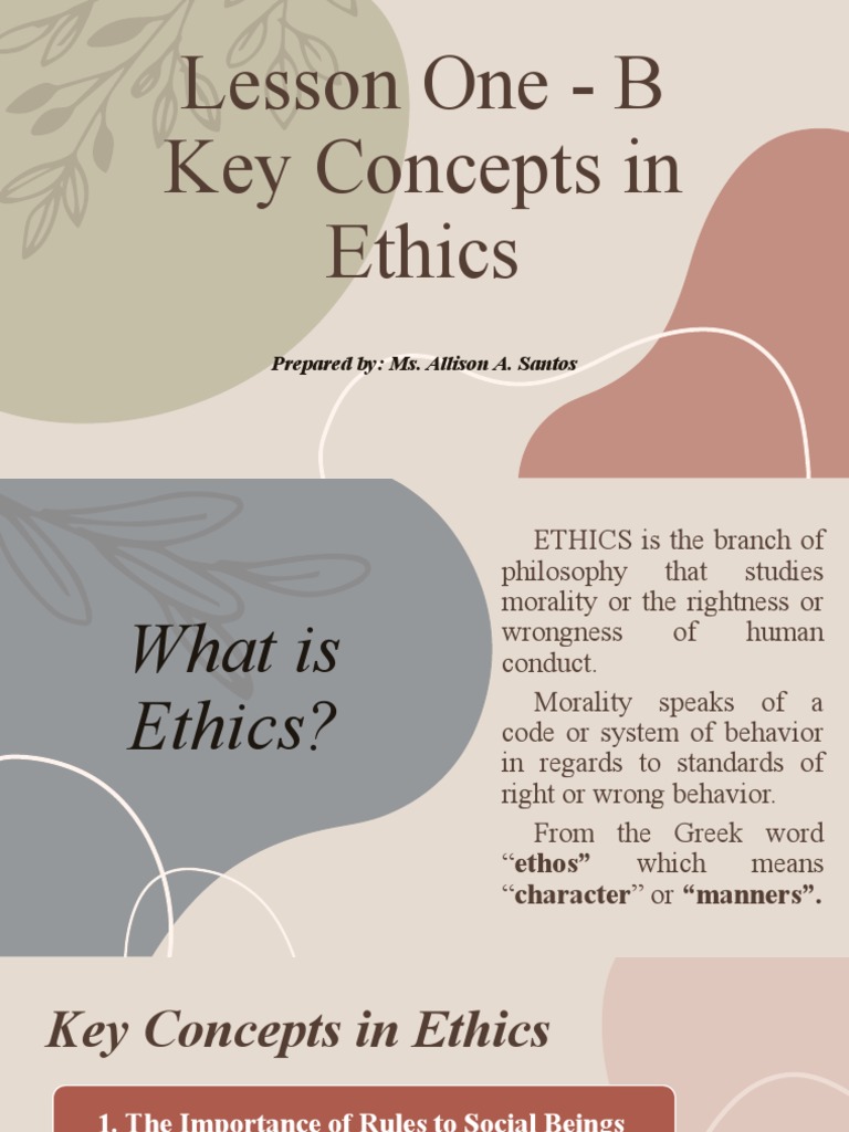 Lesson 1b Key Concepts In Ethics Pdf Morality Reason
