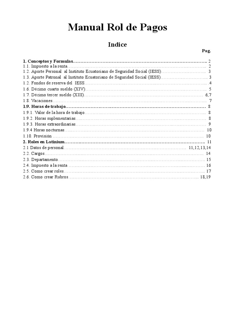 Manual de Rol de Pagos | PDF