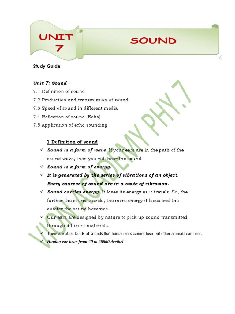 Study Guide: There Are Other Kinds of Sounds That Human Ears Cannot Hear But Other Animals Can ...