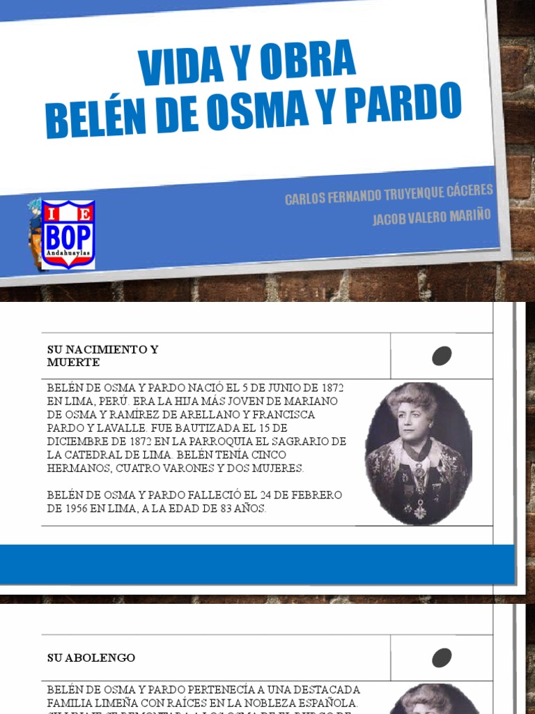 Vida de Belen de Osma y Pardo | PDF | Perú | Lima