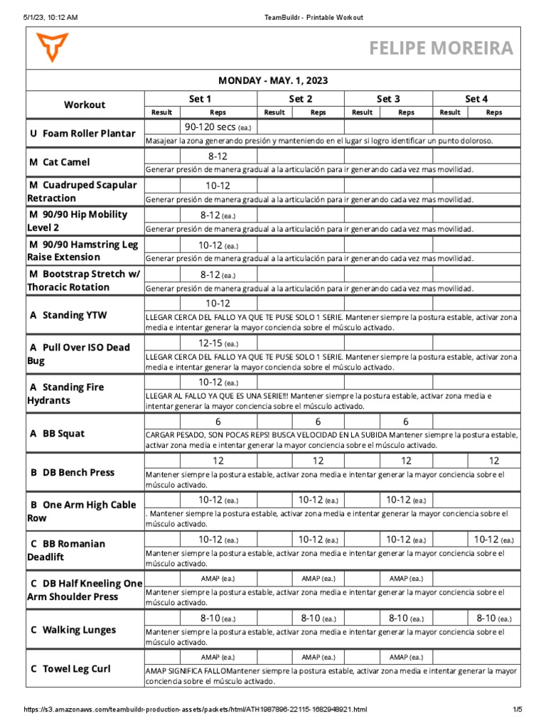 TeamBuildr - Printable Workout | PDF