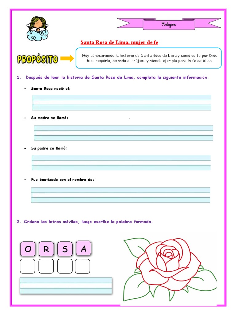 E8 Ficha D2 Religion Santa Rosa de Lima | PDF E8 Ficha D2 Religion Santa Rosa de Lima | PDF