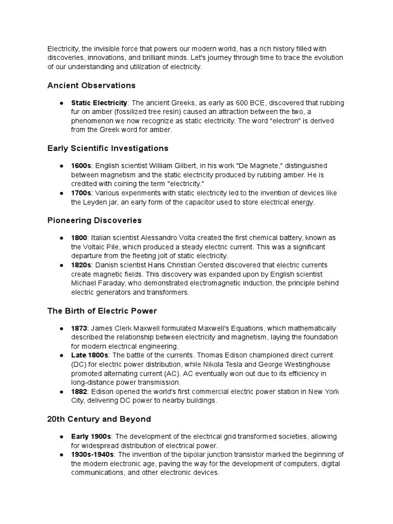 History of Electricity | PDF | Electricity | Electric Power