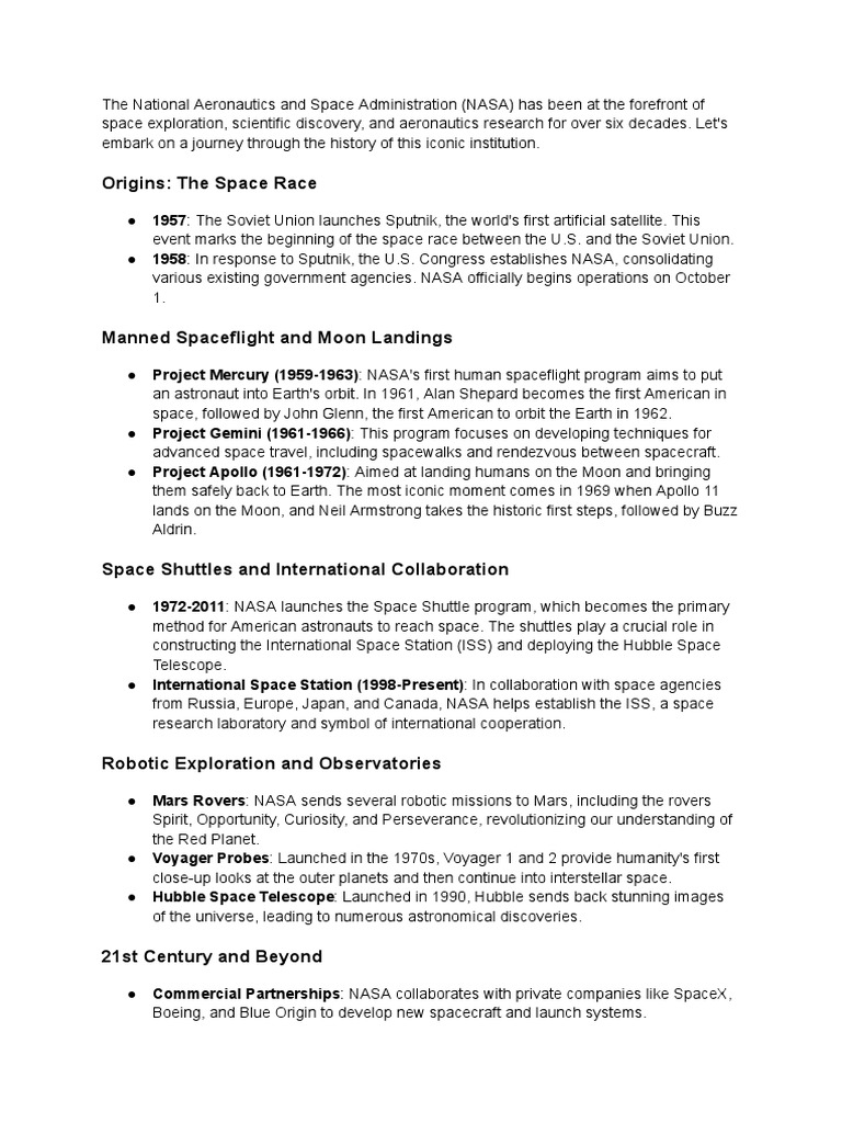 History of Nasa | PDF | Nasa | Human Spaceflight