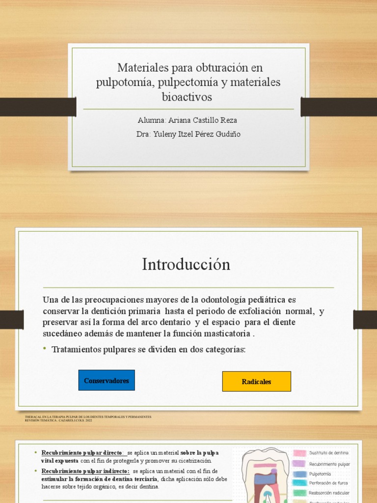 Biomateriales para Obturación en Pulpotomía y Pulpectomía | PDF ...