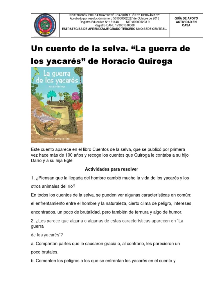 Actividades sobre "La guerra de los yacarés" | PDF