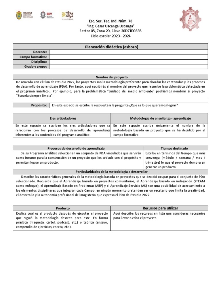 Formato Digital de Esbozo Individual de Planeación Didáctica | PDF ... Formato Digital de Esbozo Individual de Planeación Didáctica | PDF ...