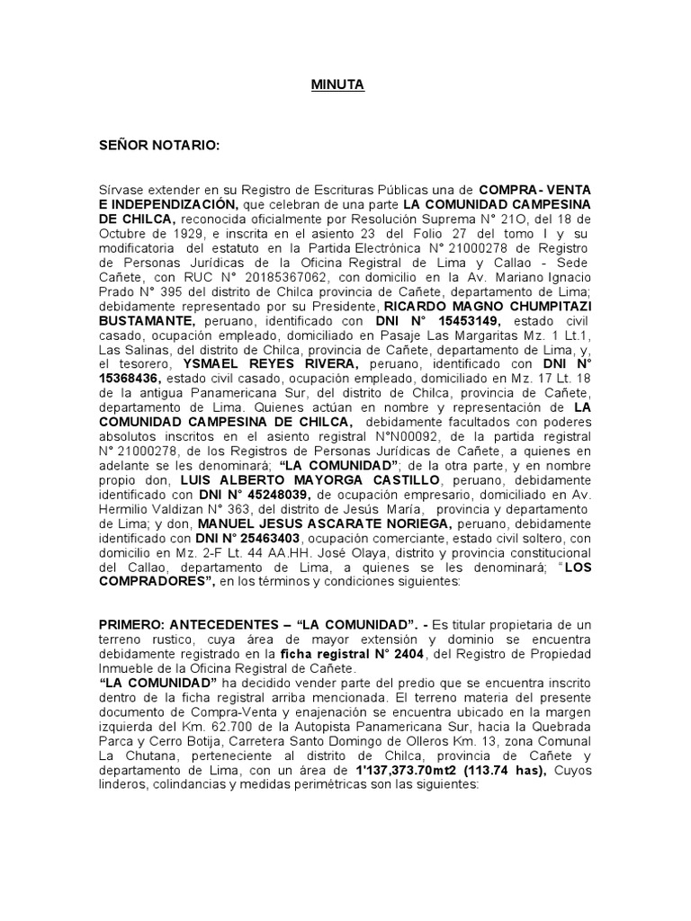 Minuta 113 Has | PDF | Derecho Civil (Common Law) | Derecho y economía