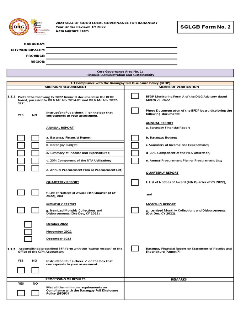 SGLGB Data Capture Form 2022 | PDF | Emergency Management | Emergency ...
