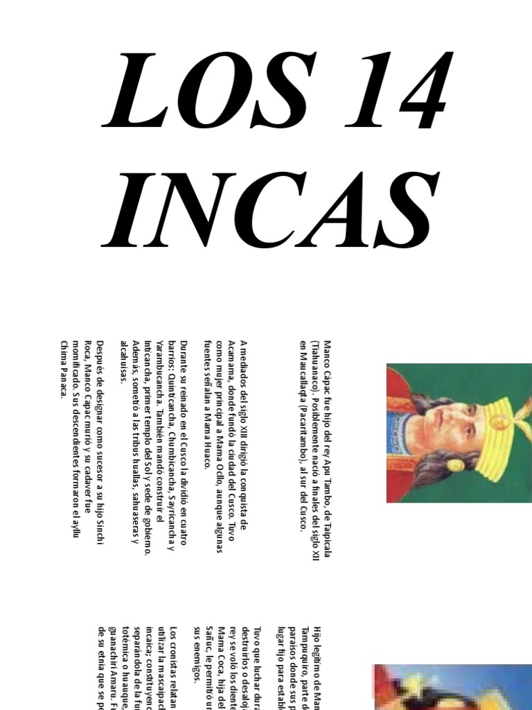 Los 14 Incas | PDF | Imperio Inca | Perú