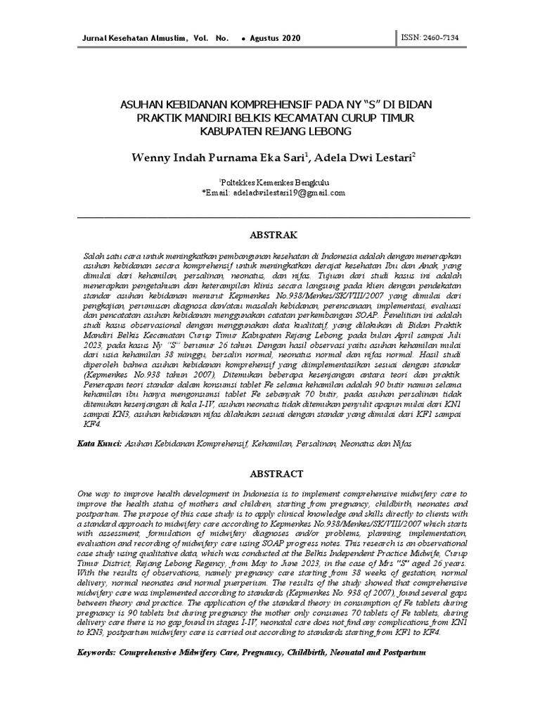 Jurnal Asuhan Komprehensif Adela Dwi Lestari | PDF
