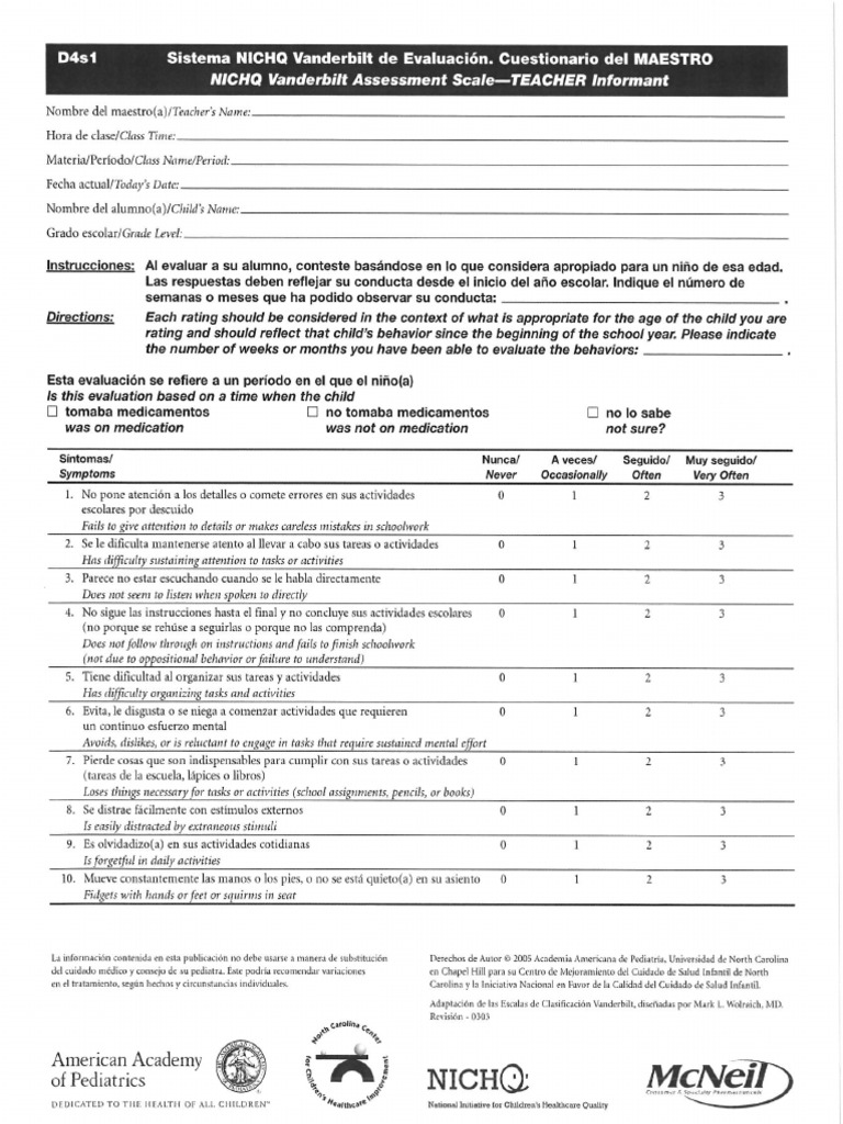 Vanderbilt Teacher Initial Spanish 1 | PDF