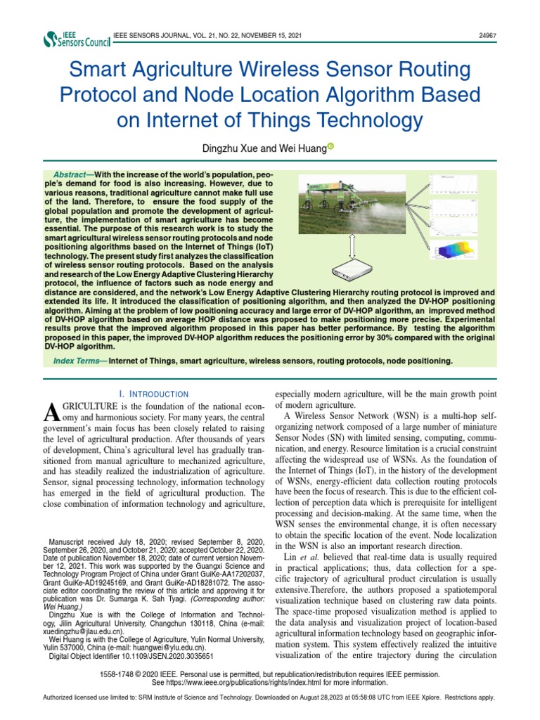 IoT-Based Smart Agriculture Solutions | PDF | Internet Of Things | Wireless Sensor Network