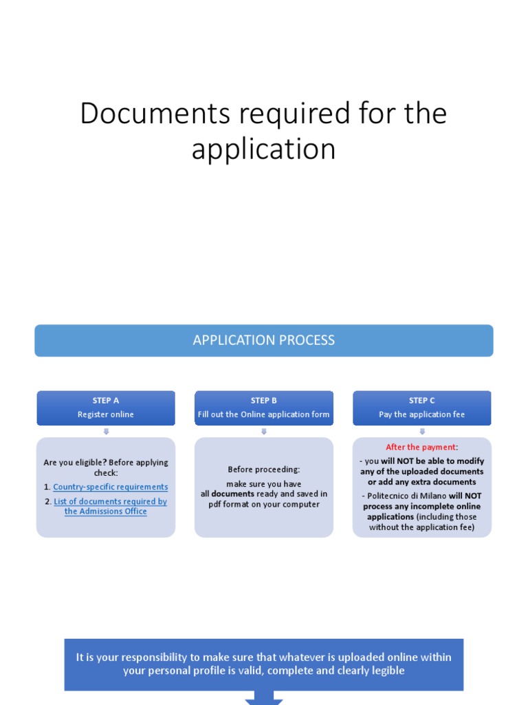 Documents Required For The Application | PDF | Diploma | Bachelor's Degree
