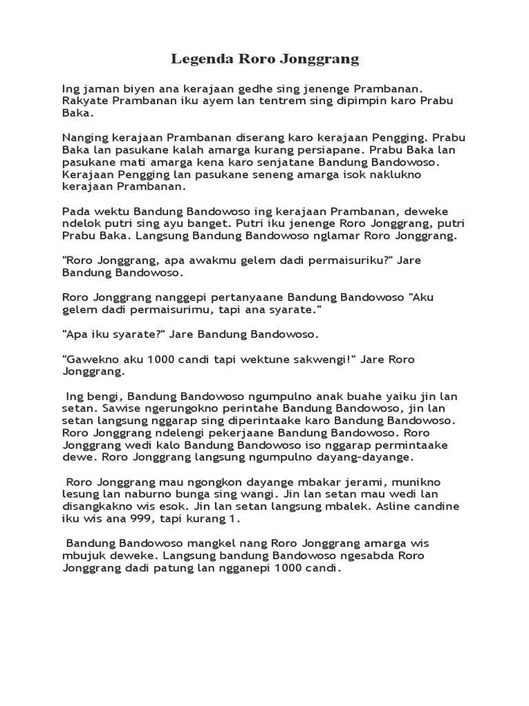 Legenda Roro Jonggrang | PDF