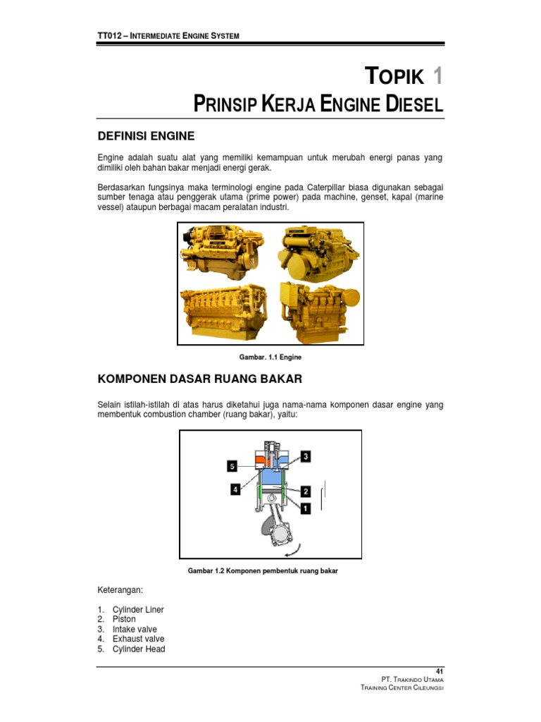 Topik 1 - Prinsip Kerja Engine Diesel | PDF