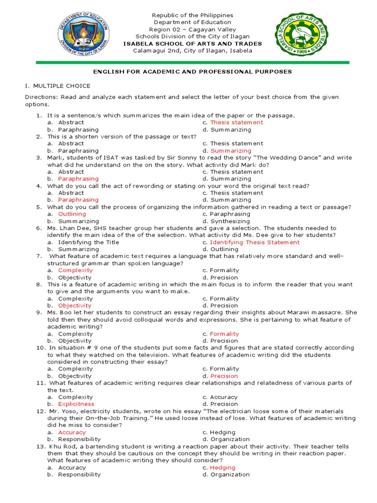 -EAPP-Pre-Test | PDF