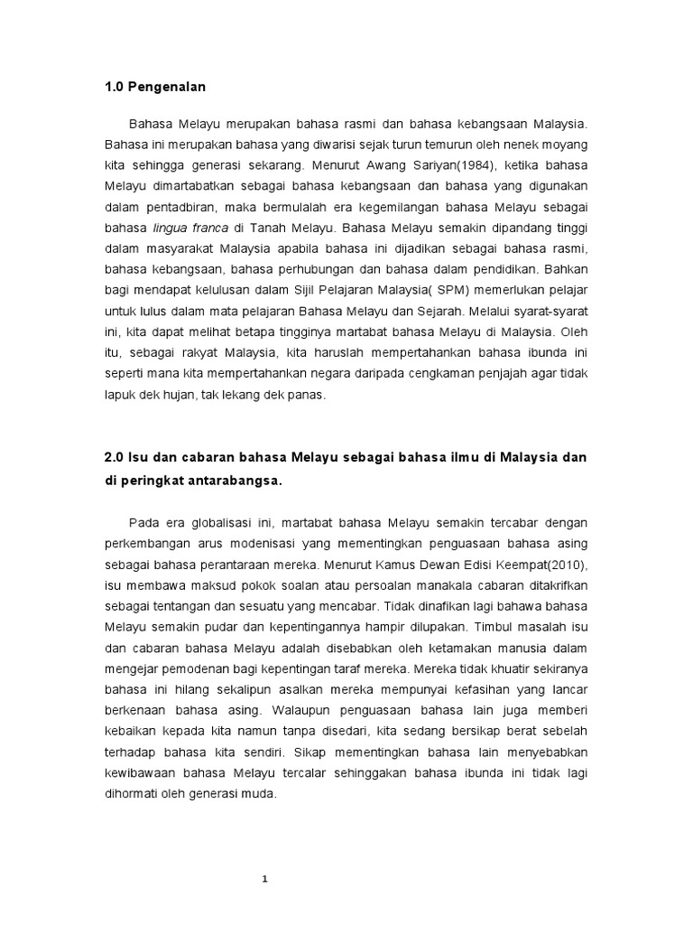Isu Dan Cabaran Bahasa Melayu | PDF