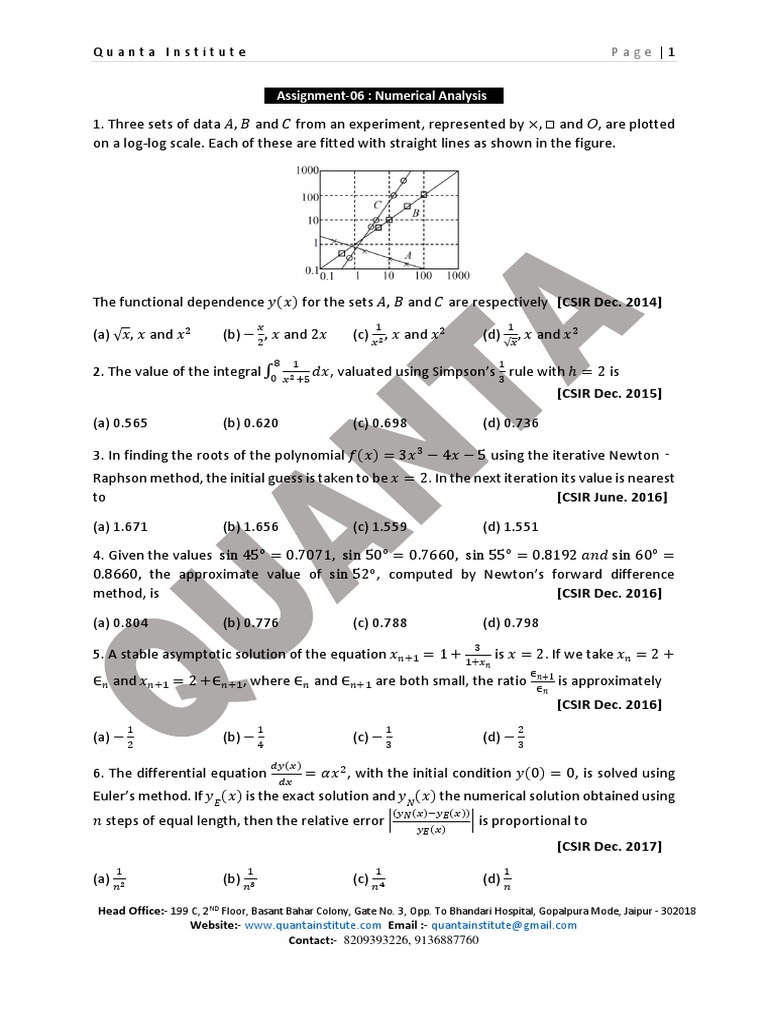 Assignment-06 Numerical Analysis | PDF | Numerical Analysis ...