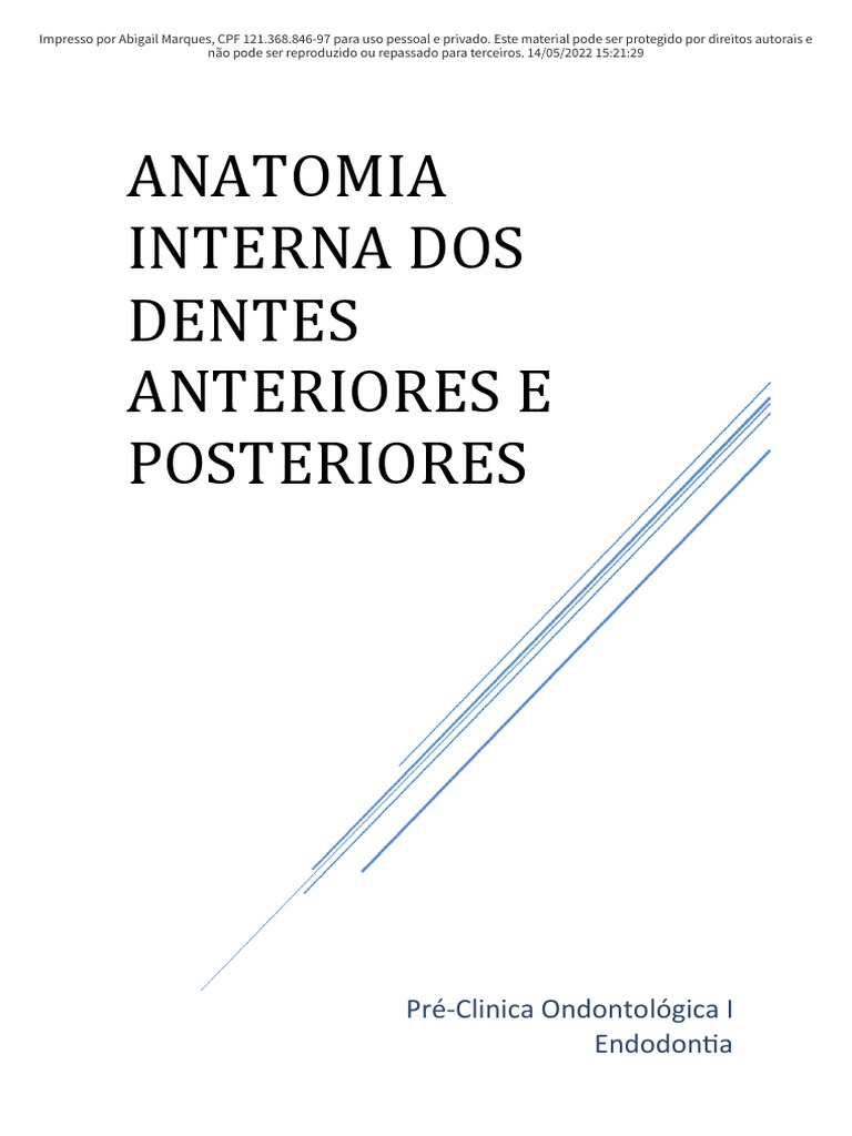 APOSTILA ANATOMIA INTERNA DENTES ANTERIORES E POSTERIORES ENDO - Passei ...