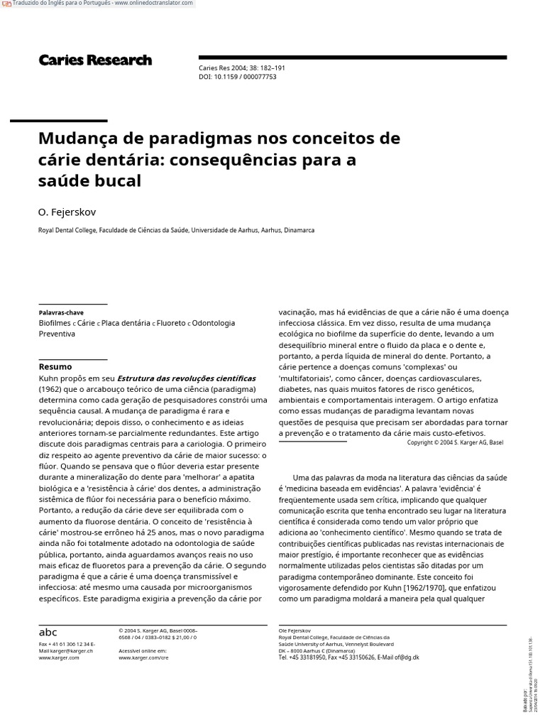 Fejerskov - Changing Paradigms in Concepts On Dental Caries - En.pt ...