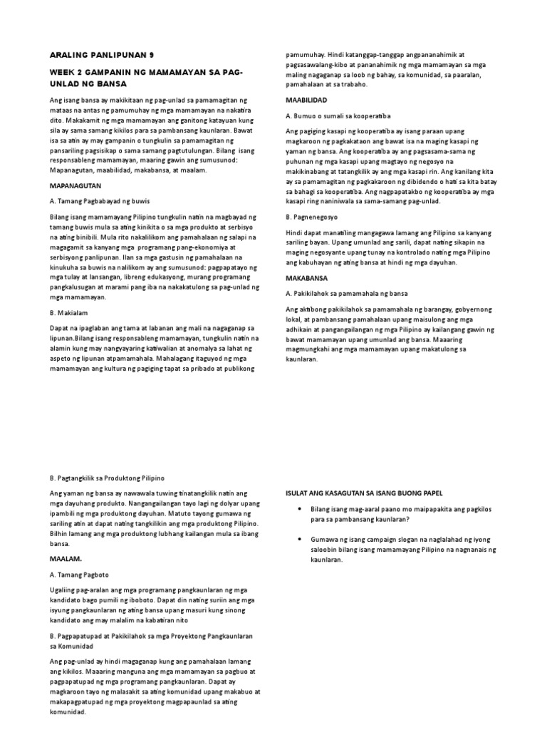AP 9 Q4 Week 2 Lecture | PDF