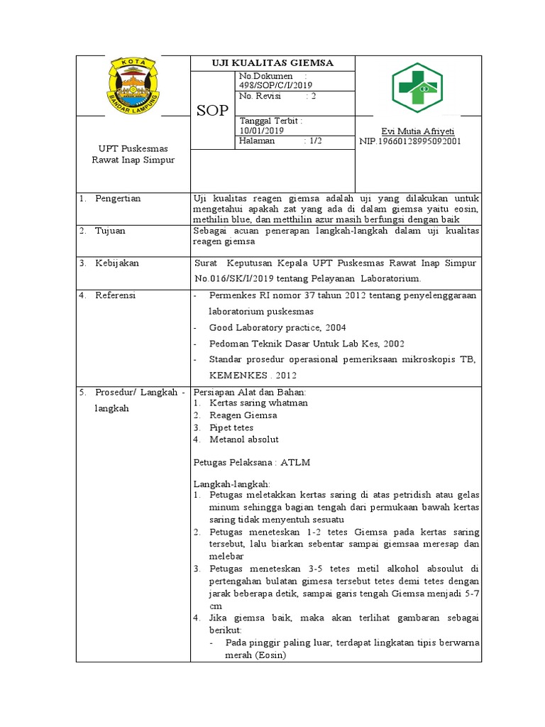 Uji Kualitas Reagen Giemsa | PDF