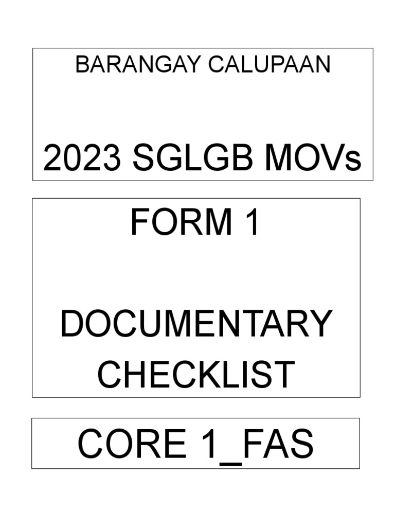 Barangay Calupaan 2023 SGLGB Checklist | PDF