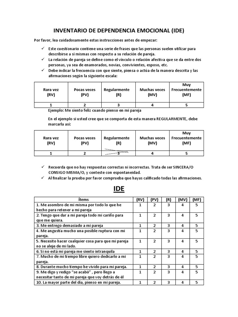 Inventario de Dependencia Emocional | PDF