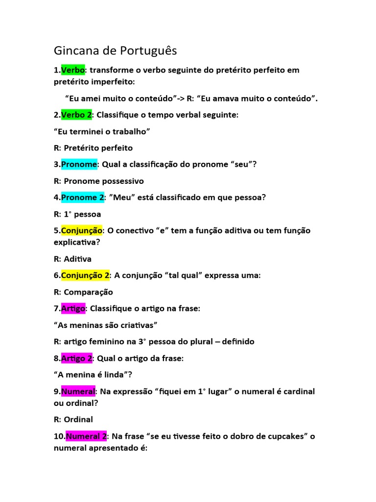 Gincana De Português Pdf