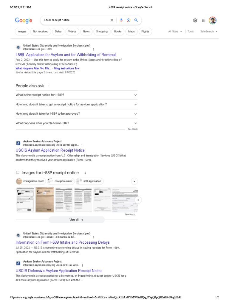 I-589 Receipt Notice - Google Search | PDF | United States Citizenship ...