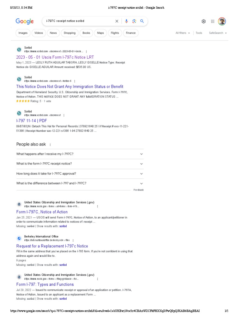 I-797c Receipt Notice Scribd - Google Search | PDF | United States ...